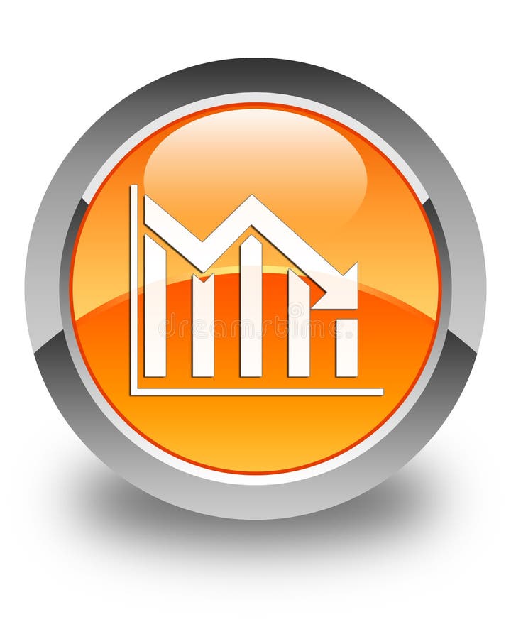 Statistics Down Icon Glossy Orange Round Button Stock Illustration ...