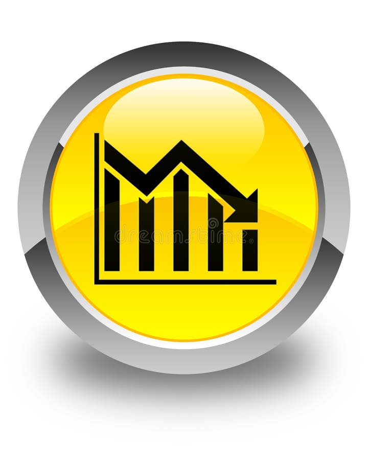 Statistics Down Icon Glossy Yellow Round Button Stock Illustration ...