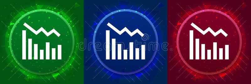 Statistics Down Icon Elegant Blue Round Button Illustration Stock ...