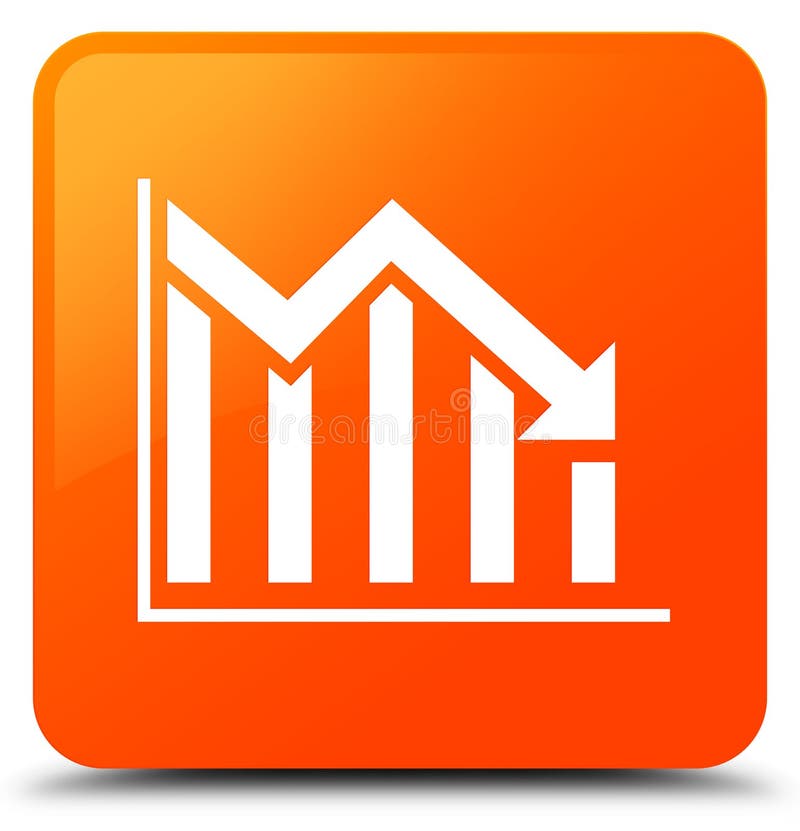 Statistics Down Icon Orange Square Button Stock Illustration ...
