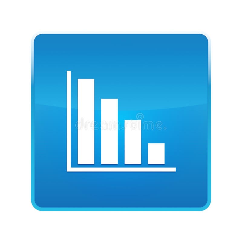 Statistics Down Icon Shiny Blue Square Button Stock Illustration ...