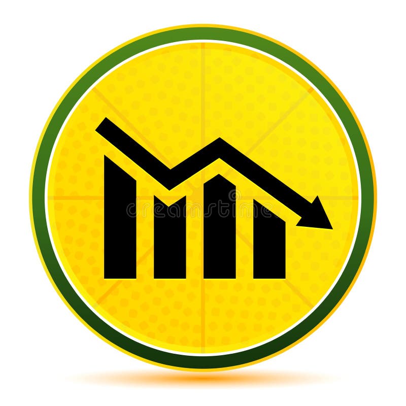 Statistics Down Icon Lemon Lime Yellow Round Button Illustration Stock ...