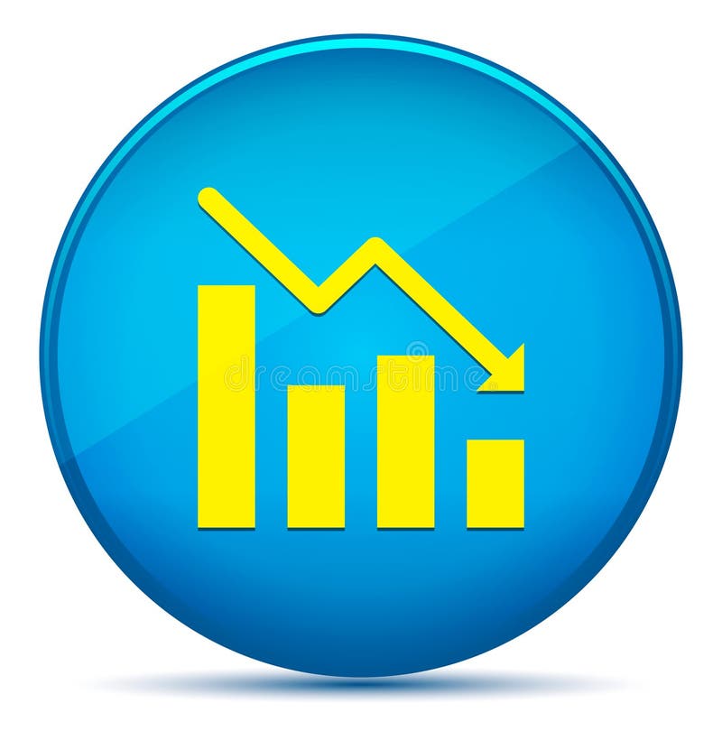 Statistics Down Icon Modern Flat Cyan Blue Round Button Stock ...