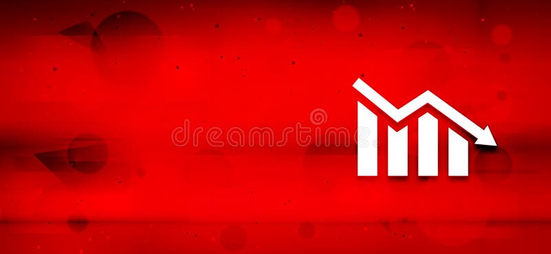 Statistics Down Icon Motion Art Abstract Red Banner Illustration Stock ...
