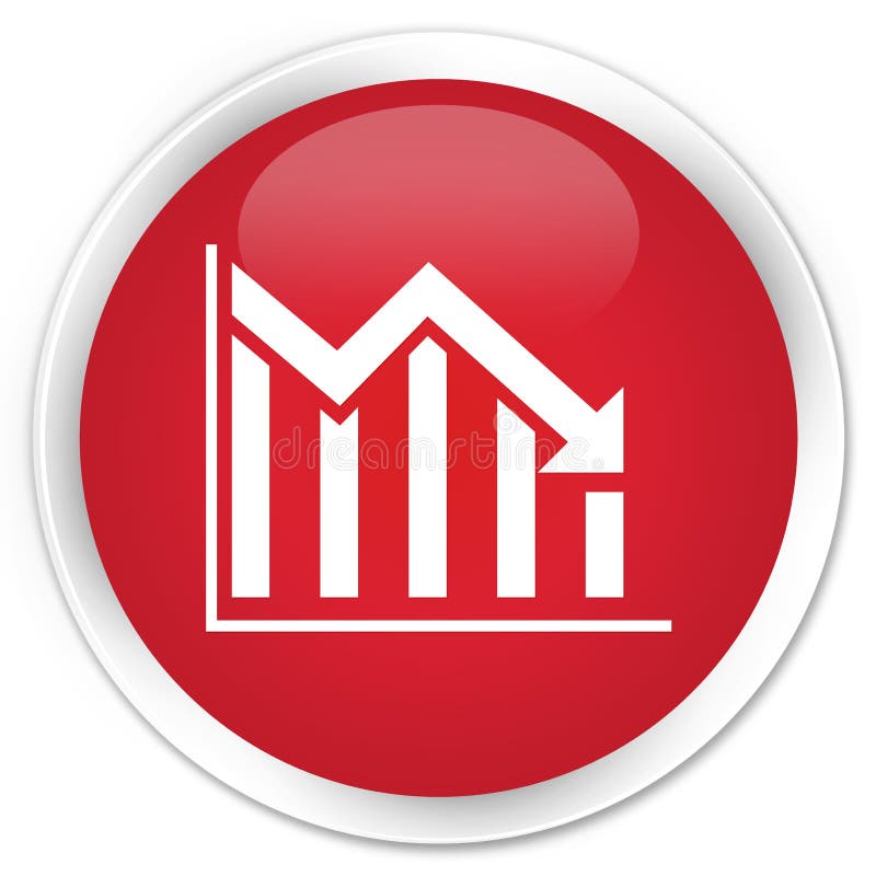 Statistics Down Icon Premium Red Round Button Stock Illustration ...
