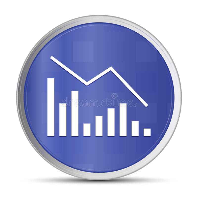 Statistics Down Icon Starburst Shiny Blue Round Button Illustration ...
