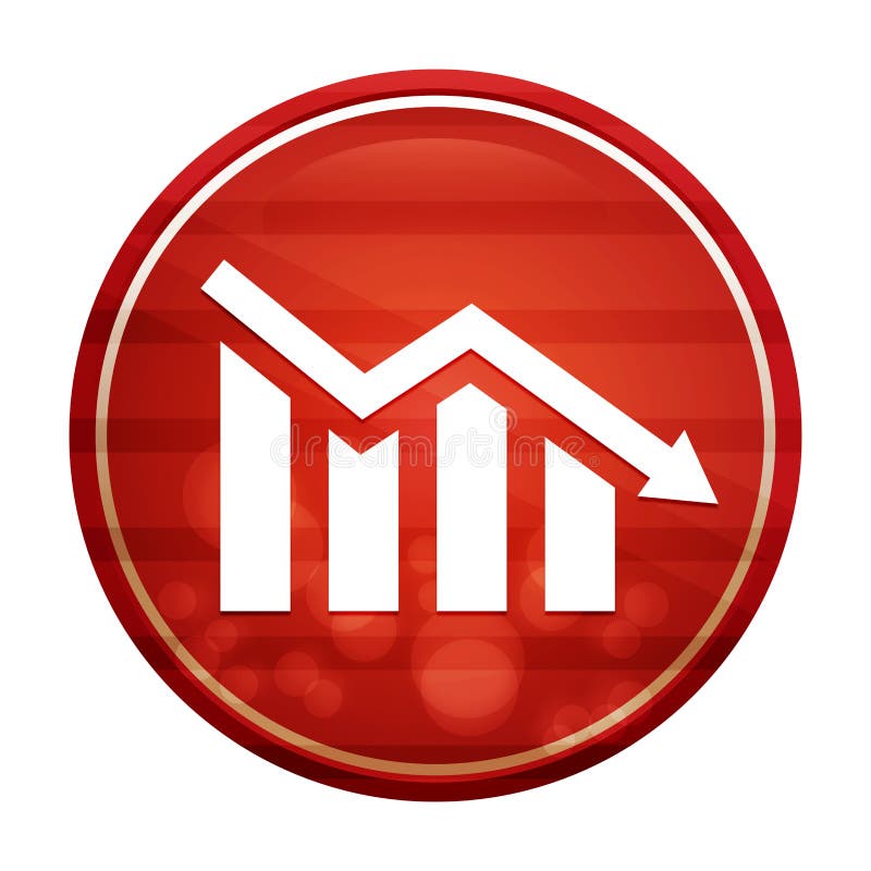 Statistics Down Icon Realistic Diagonal Motion Red Round Button ...