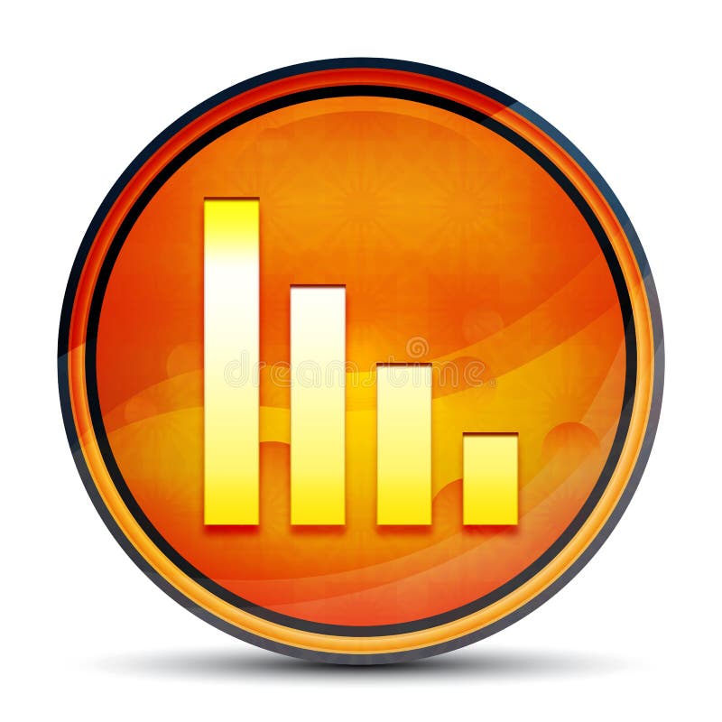 Statistics Down Icon Shiny Bright Orange Round Button Illustration ...