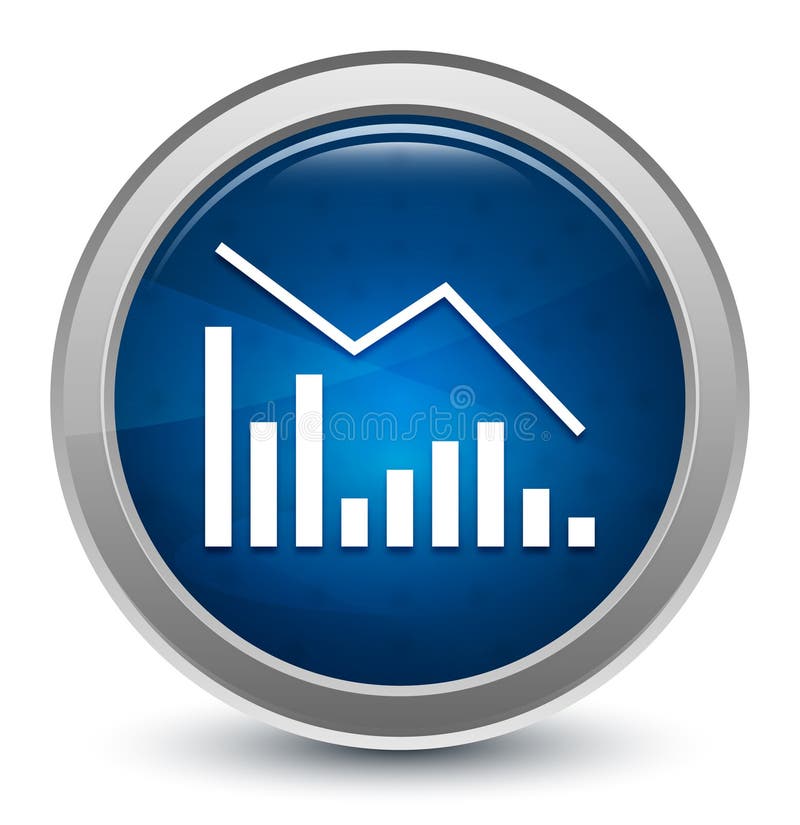 Statistics Down Icon Starburst Shiny Blue Round Button Illustration ...