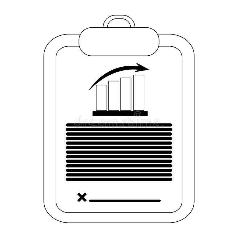 Statistics Graph on Clipboard Black and White Stock Vector ...
