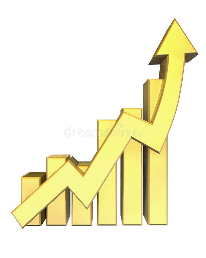 Statistics graphic in gold stock illustration. Illustration of graph ...