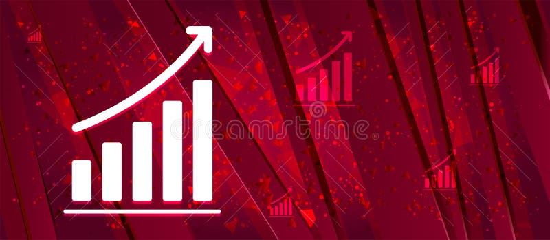Statistics Icon Abstract Design Bright Red Banner Background Stock ...