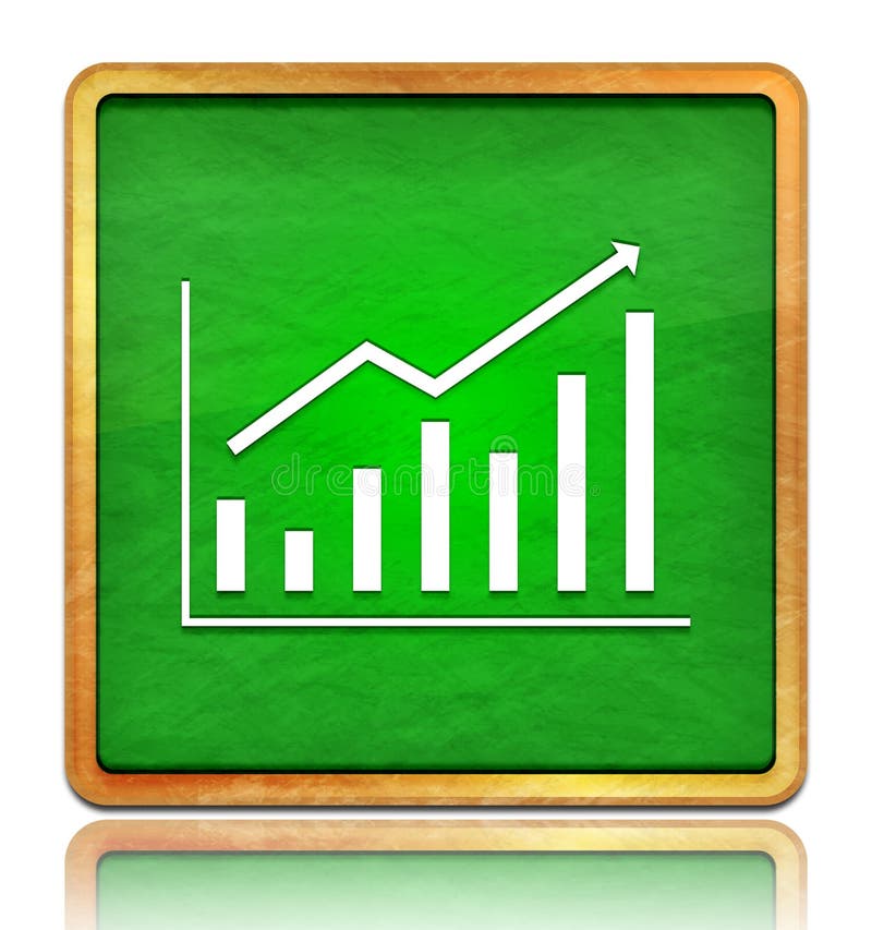 Statistics Icon Chalk Board Green Square Button Slate Texture Wooden ...