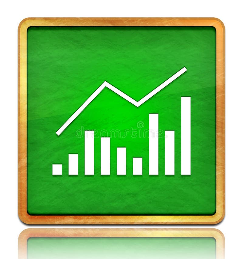 Statistics Icon Chalk Board Green Square Button Slate Texture Wooden ...