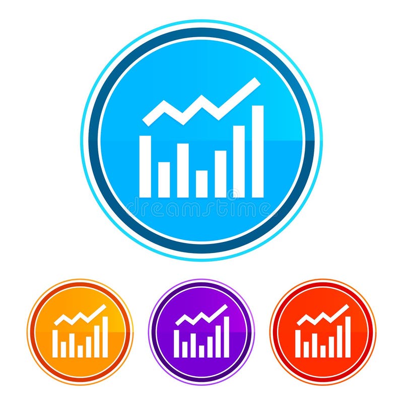 Statistics Icon Flat Design Round Buttons Set Illustration Design Stock ...