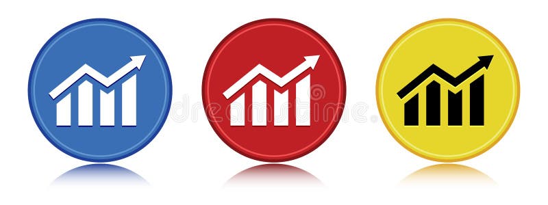 Statistics Icon Flat Round Button Set Illustration Stock Vector ...