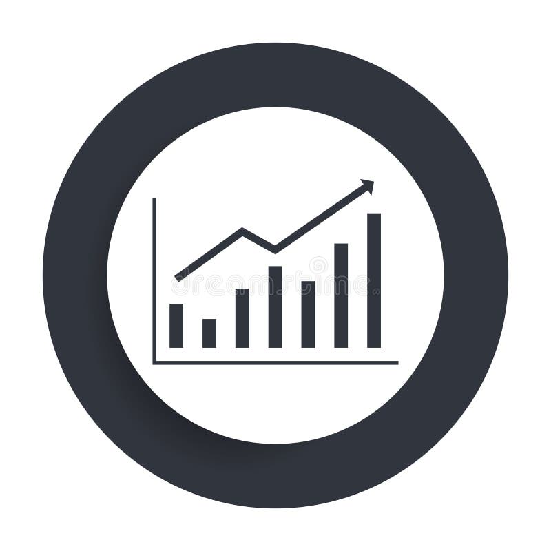 Statistics Icon Flat Vector Round Button Clean Black and White Design ...