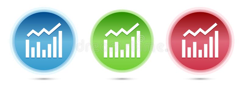 Statistics Icon Glass Round Buttons Set Illustration Stock Vector ...