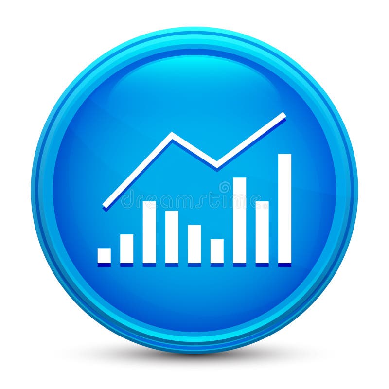 Statistics Icon Glass Shiny Blue Round Button Isolated Design Vector ...