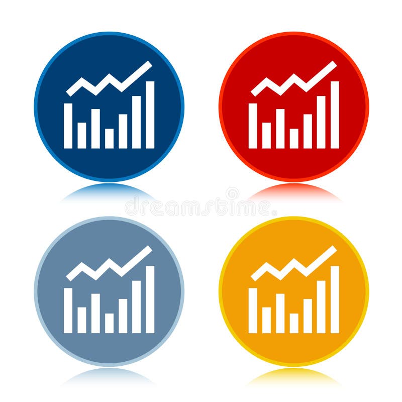 Statistics Icon Trendy Flat Round Buttons Set Illustration Design Stock ...