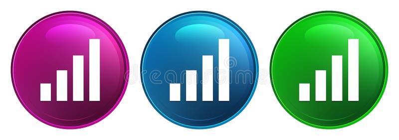 Statistics Icon Magic Glass Design Round Button Set Illustration Stock ...