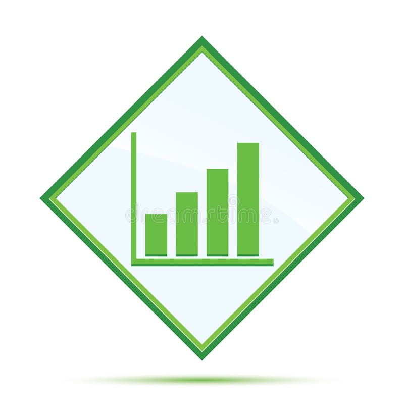 Statistics Icon Modern Abstract Green Diamond Button Stock Illustration ...