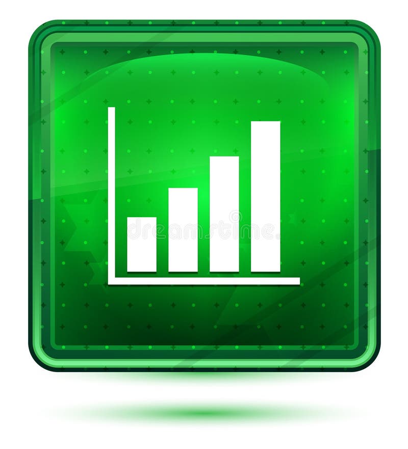 Statistics Icon Neon Light Green Square Button Stock Illustration ...