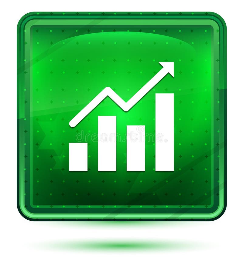 Statistics Icon Neon Light Green Square Button Stock Illustration ...