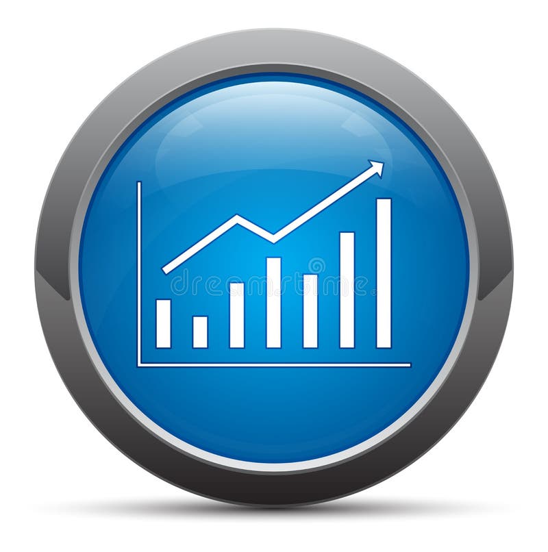 Statistics Icon Metal Silver Round Button Metallic Design Circle ...