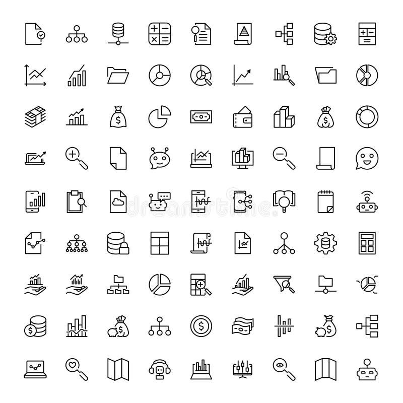 Statistics icon set stock vector. Illustration of drawing - 133330524