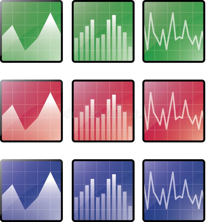 Statistics icons stock vector. Illustration of green - 16401304