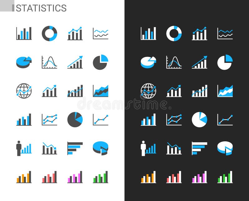 Statistics icons set stock vector. Illustration of diagram - 13997442