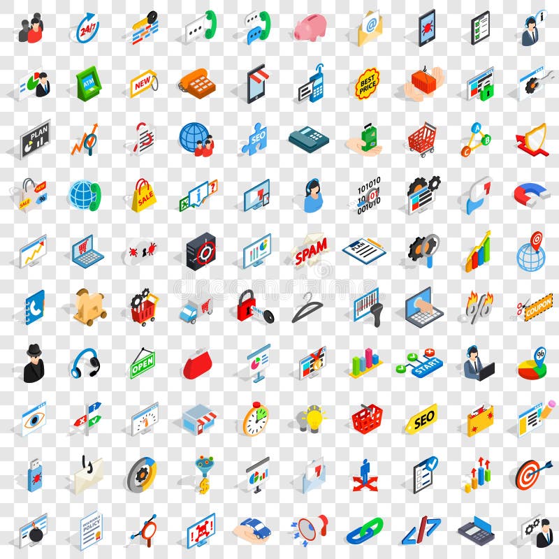 100 Statistics Icons Set, Isometric 3d Style Stock Vector ...