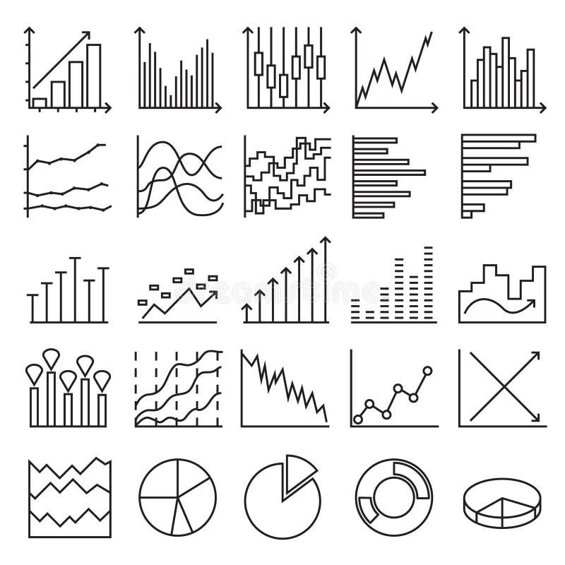 Statistics Icons. a Set of Linear Web Elements Stock Vector ...