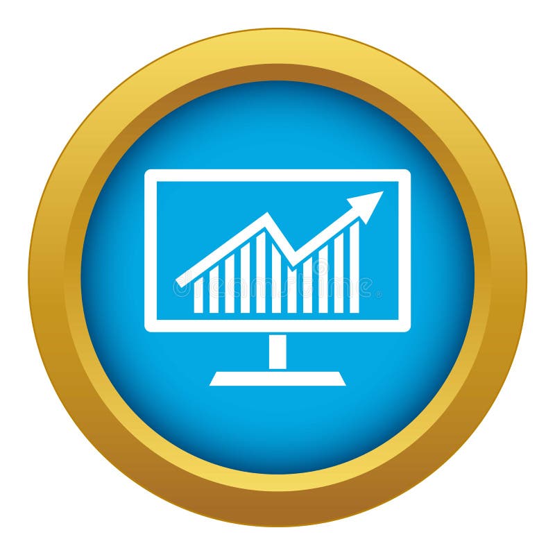 Statistics on Monitor Icon Blue Vector Isolated Stock Vector ...