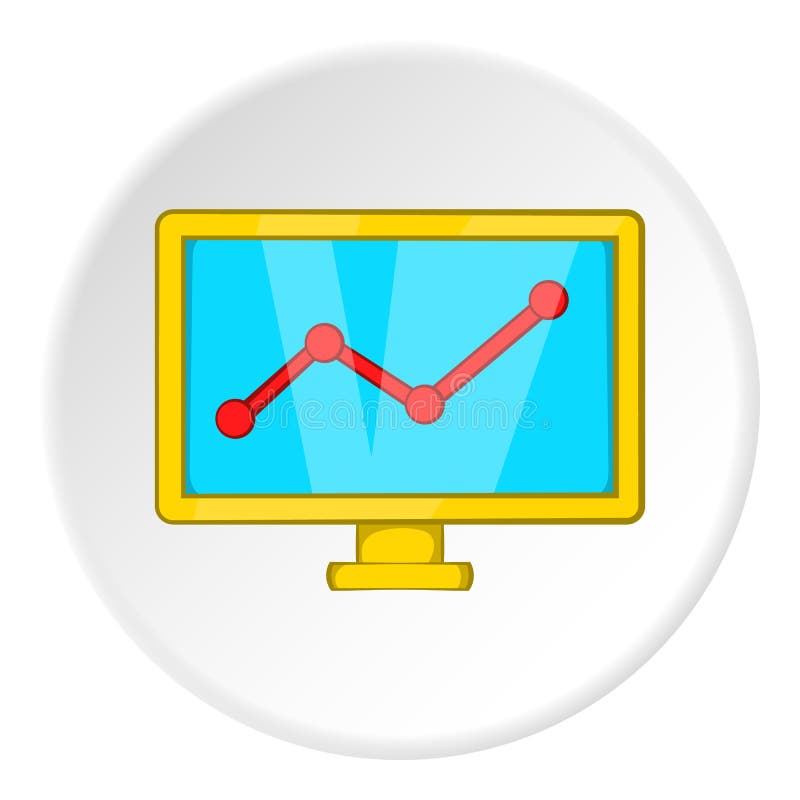 Statistics on Monitor Icon, Cartoon Style Stock Vector - Illustration ...