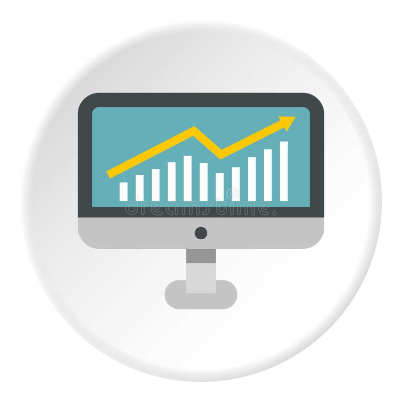 Statistics on Monitor Icon Circle Stock Vector - Illustration of design ...