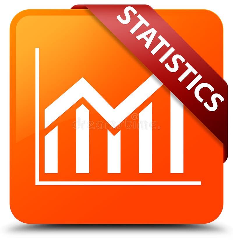 Statistics Orange Square Button Red Ribbon in Corner Stock Illustration ...