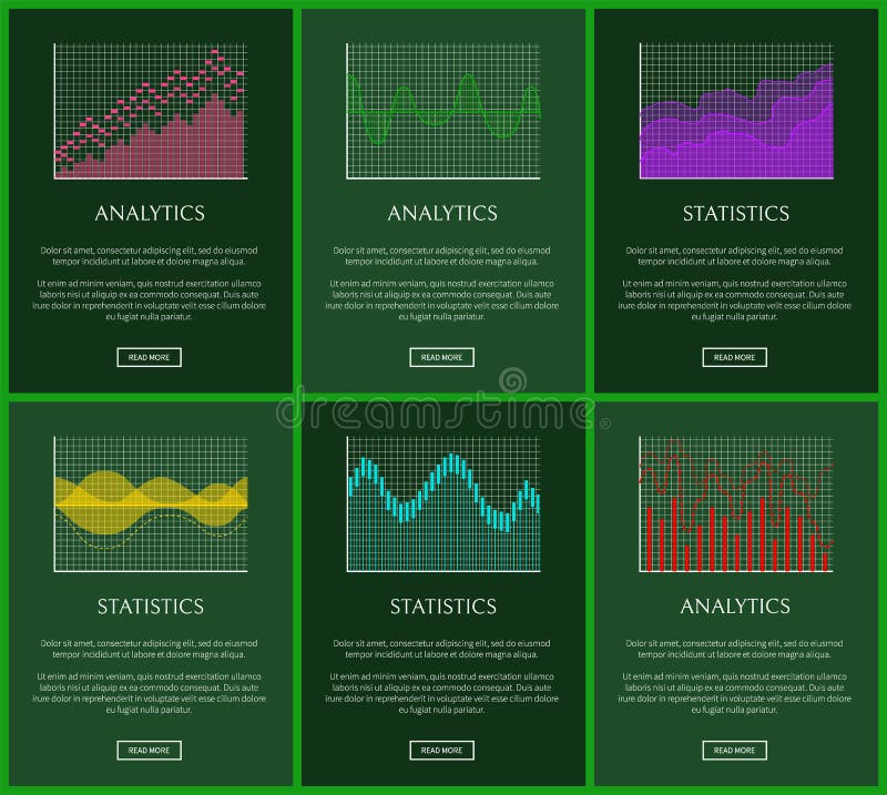 Statistics Plots and Analytics Graphs Vector Cards Stock Vector ...