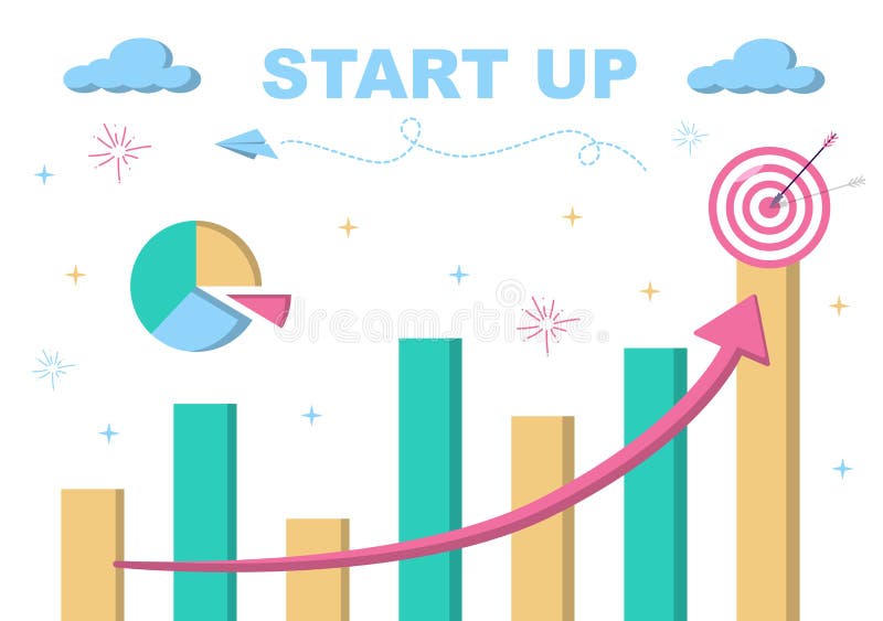 Statistics Startup Flat Illustration of Business Development Process ...