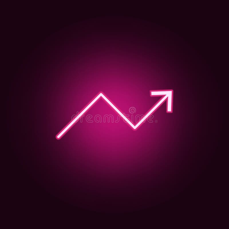Statistics Up Arrow Neon Icon. Elements of Online and Web Set Stock ...