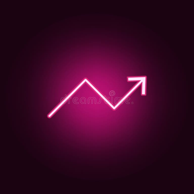 Statistics Up Arrow Neon Icon. Elements of Online and Web Set Stock ...