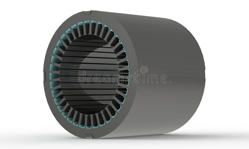 Stator Package for Electric Motor, Assembled Metal Sheets, 3d Rendering ...