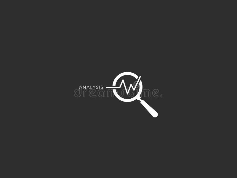 Stats Analysis Magnifying Glass Study Black Background Icon Stock ...