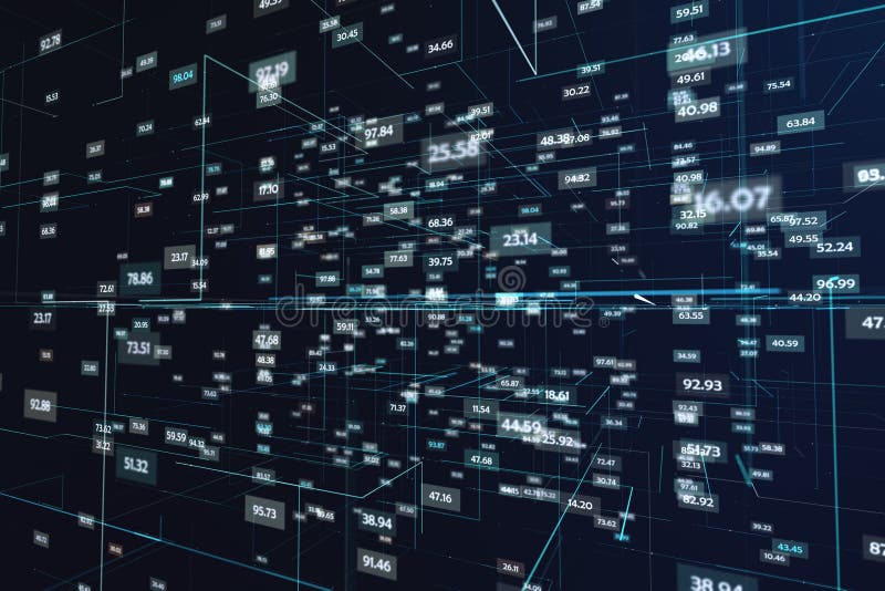 Stats Data Concept with Virtual Space with Glowing Digital Numbers and ...