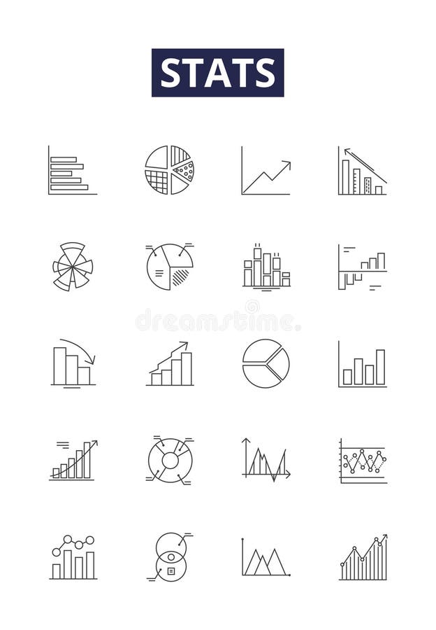 Stats Line Vector Icons and Signs. Graph, Data, Chart, Business ... Stats Line Vector Icons and Signs. Graph, Data, Chart, Business ...
