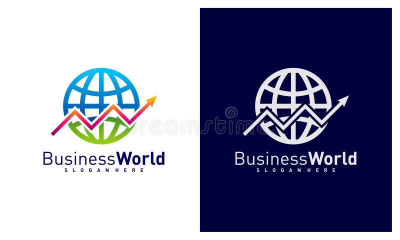 Stats World Logo Design Vector, Colorful World Logo Design Template ...