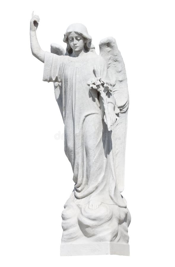 Statua Di Giovane Angelo Isolato Su Bianco Fotografia Stock - Immagine ...