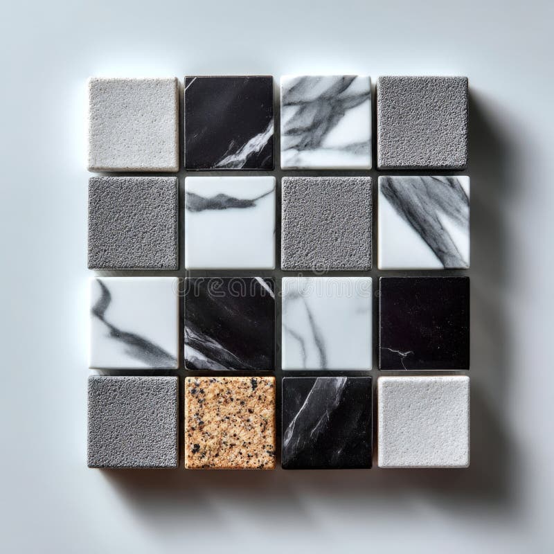 Statuario Marble and Granite Tile Pattern with Matte and Glossy ...