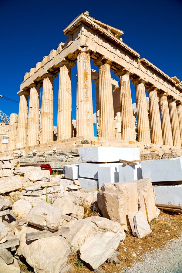 Statue Acropolis Athens Historical the Old Architecture Stock Photo ...